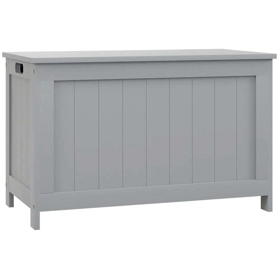 HOMCOM Storage Chest, Modern Storage Trunk With 2 Safety Hinges And Cut ...