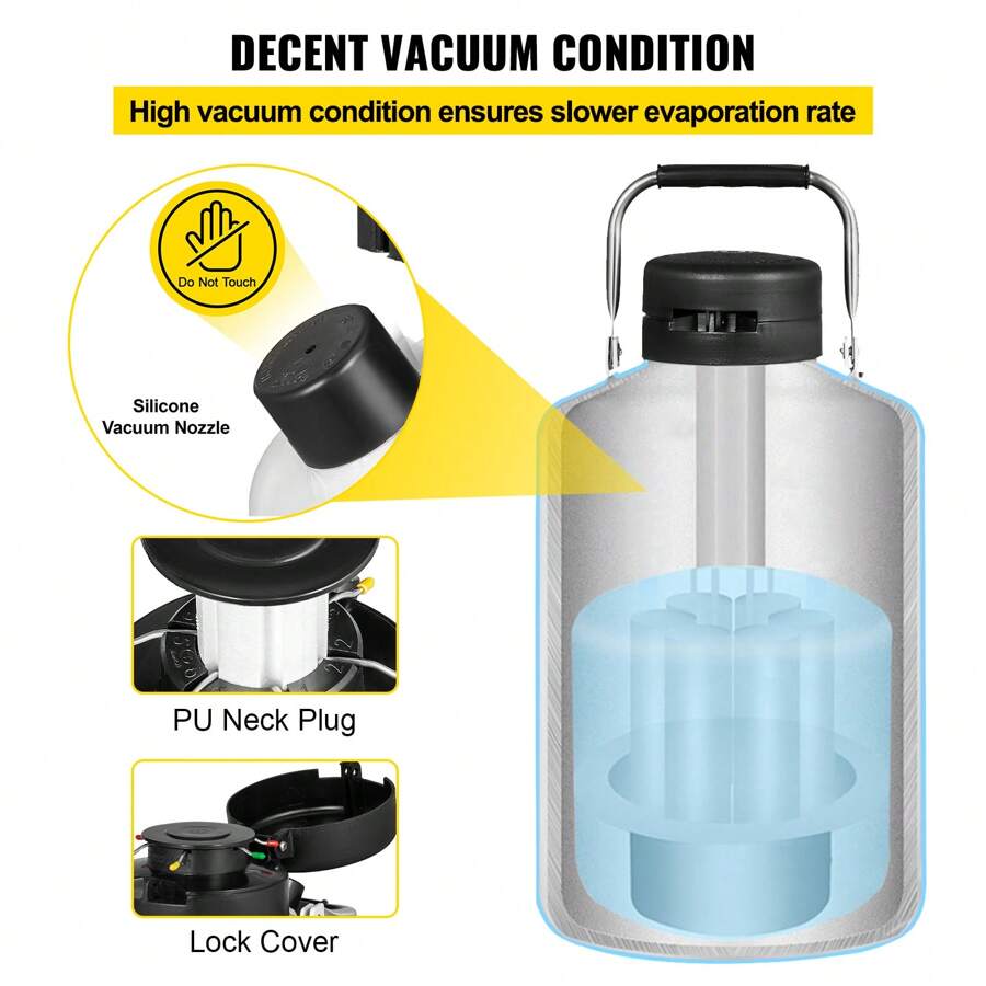 VEVOR 20L Liquid Nitrogen Tank Aluminum Alloy Liquid Nitrogen Dewar ...