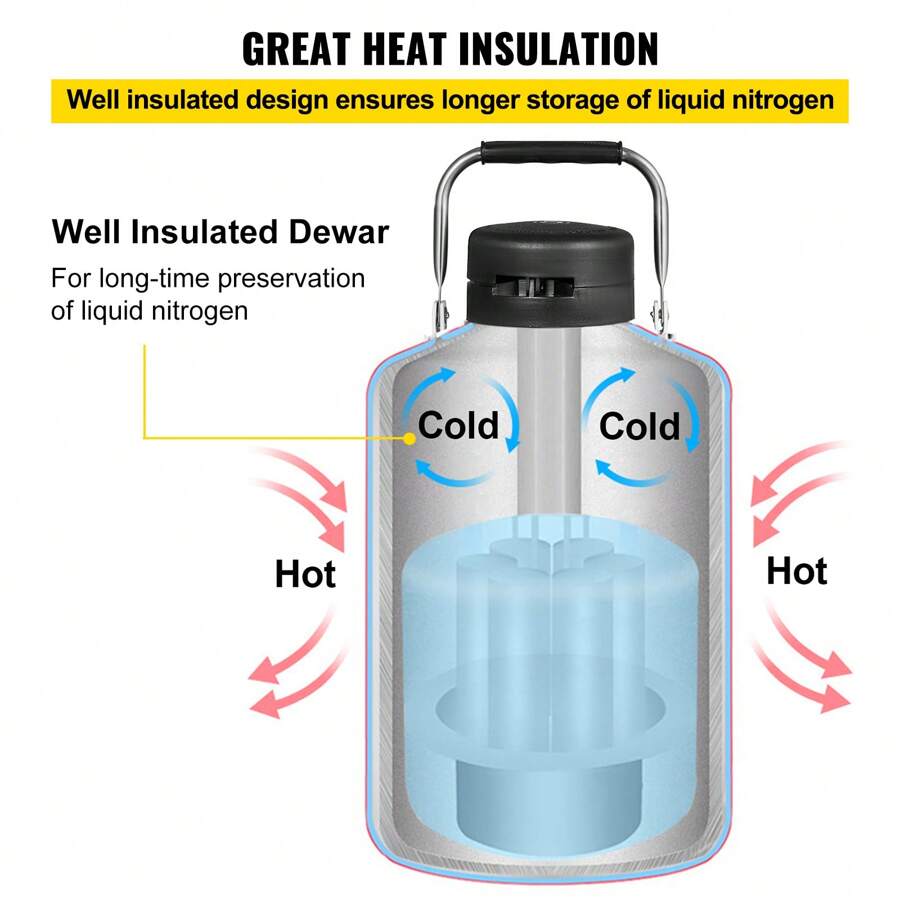 VEVOR VEVOR Liquid Nitrogen Container 10L Aluminum Alloy Liquid ...