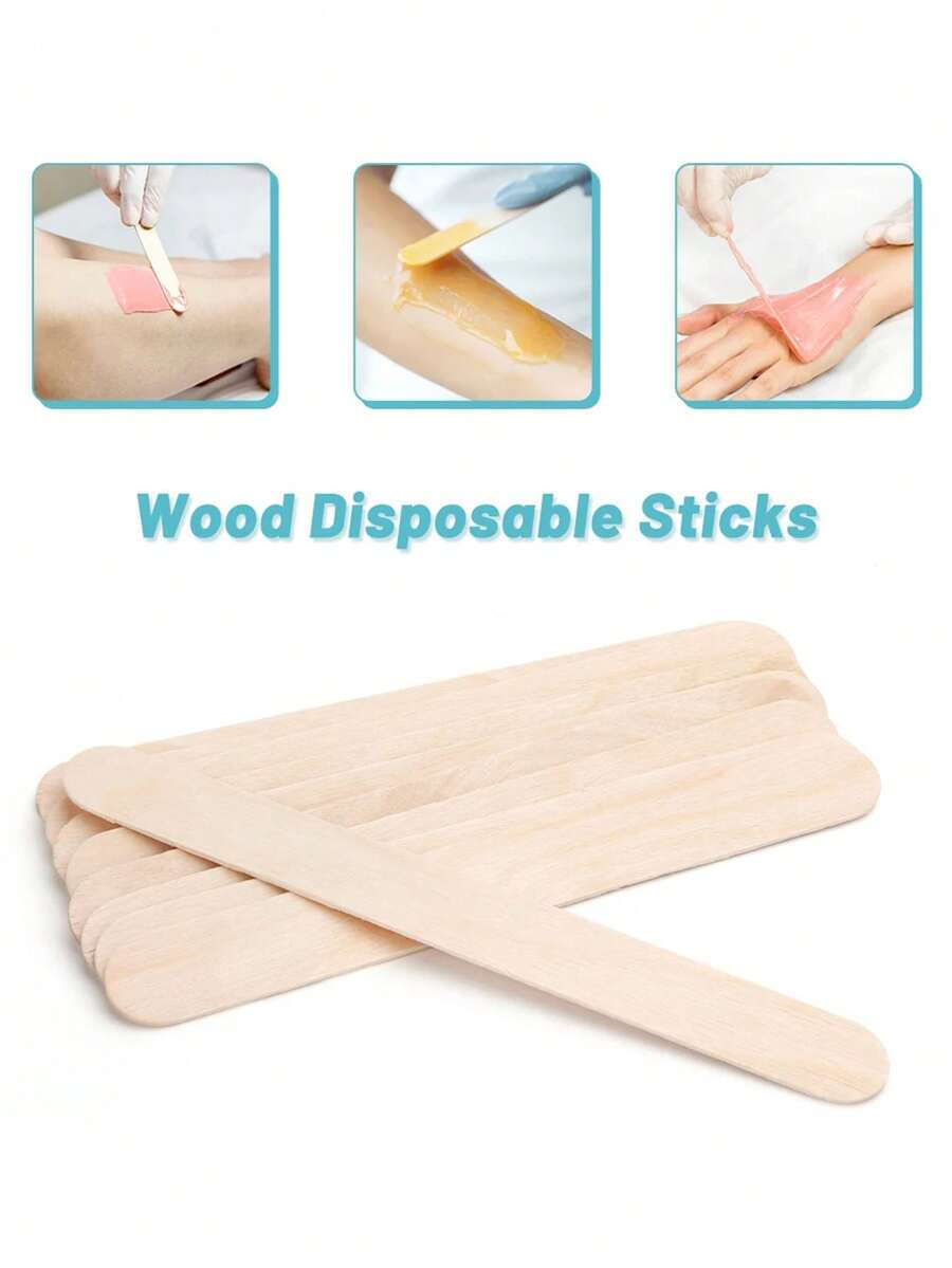 100pcs Disposable Wooden Waxing Sticks, Wax Beans Applicator, Hair ...
