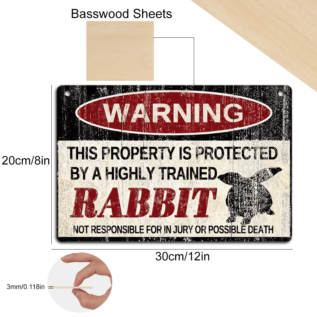 Rabbit Basswood Sign, Funny Metal Sign, Vintage Wall Decor 12x8 Inch ...