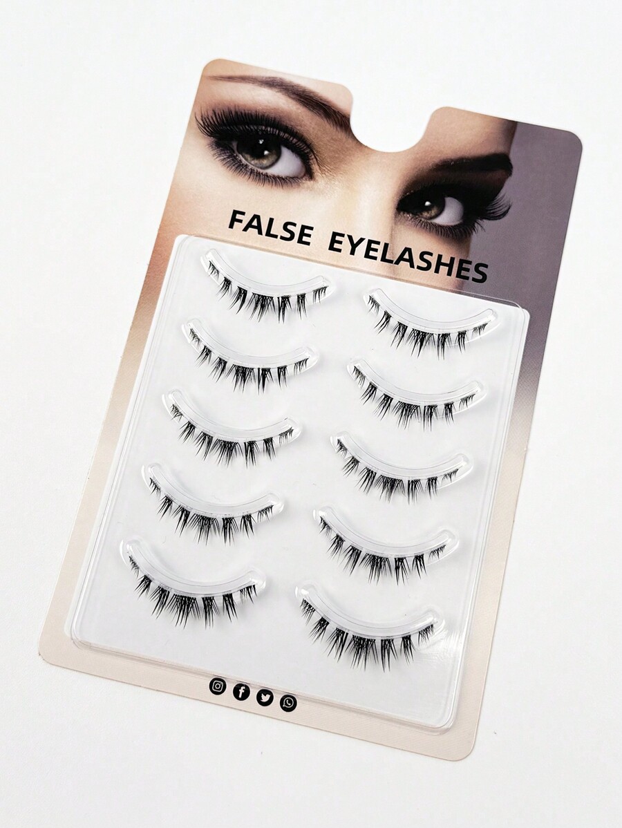 5 Pairs/Set Fake Lower Eyelashes, Natural-Looking Transparent Stem And ...