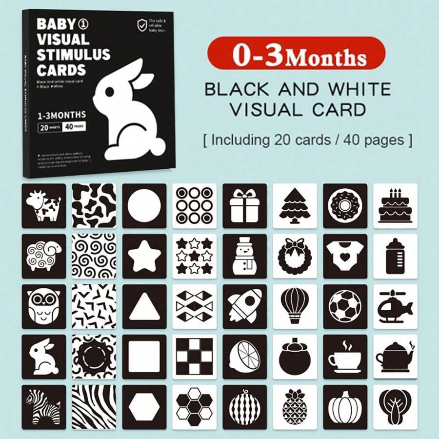 Baby Visual Stimulation Cards, 5.5'' X 5.5'' Black And White Baby ...