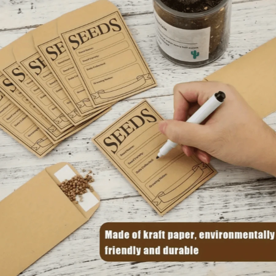 25pcs Seed Saving Envelopes, 4.7x3.1 Inch Sealing Kraft Seed Packets ...