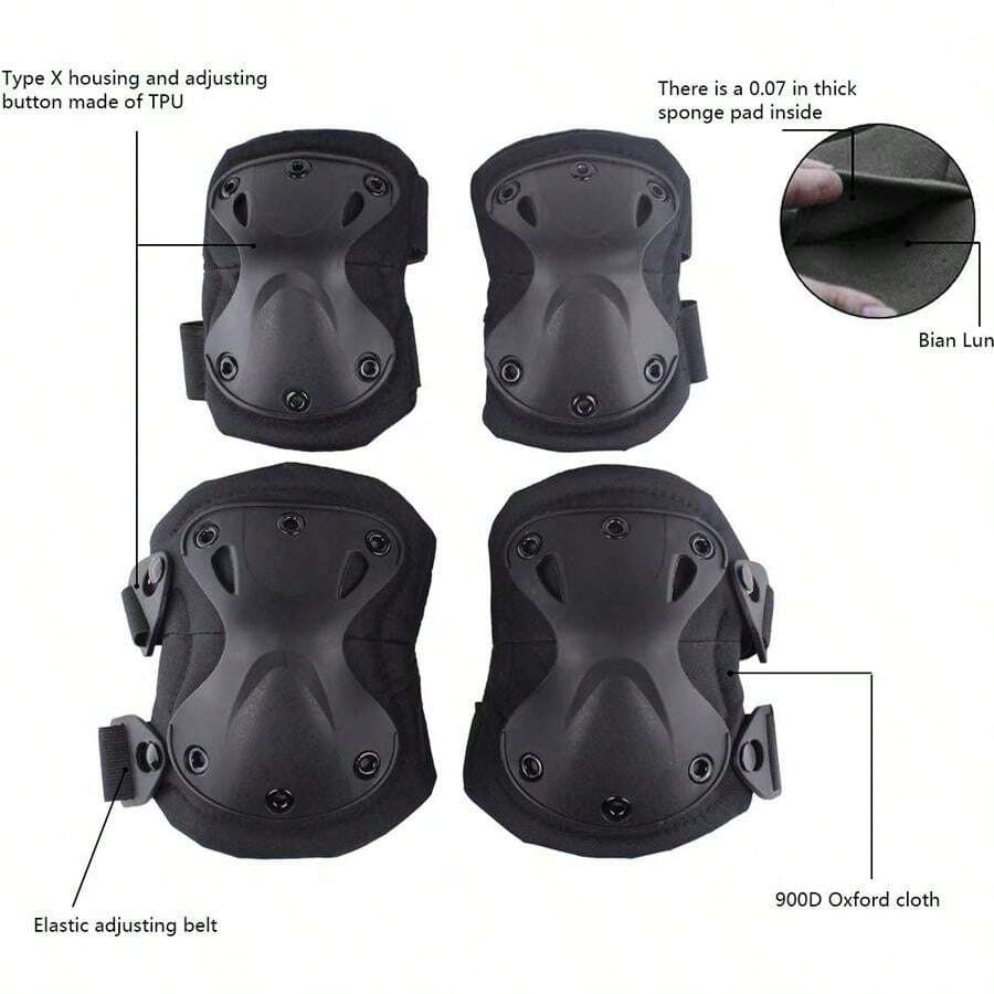 Outdoor Training Cs Military Fan Knee And Elbow Pads Four-Piece ...