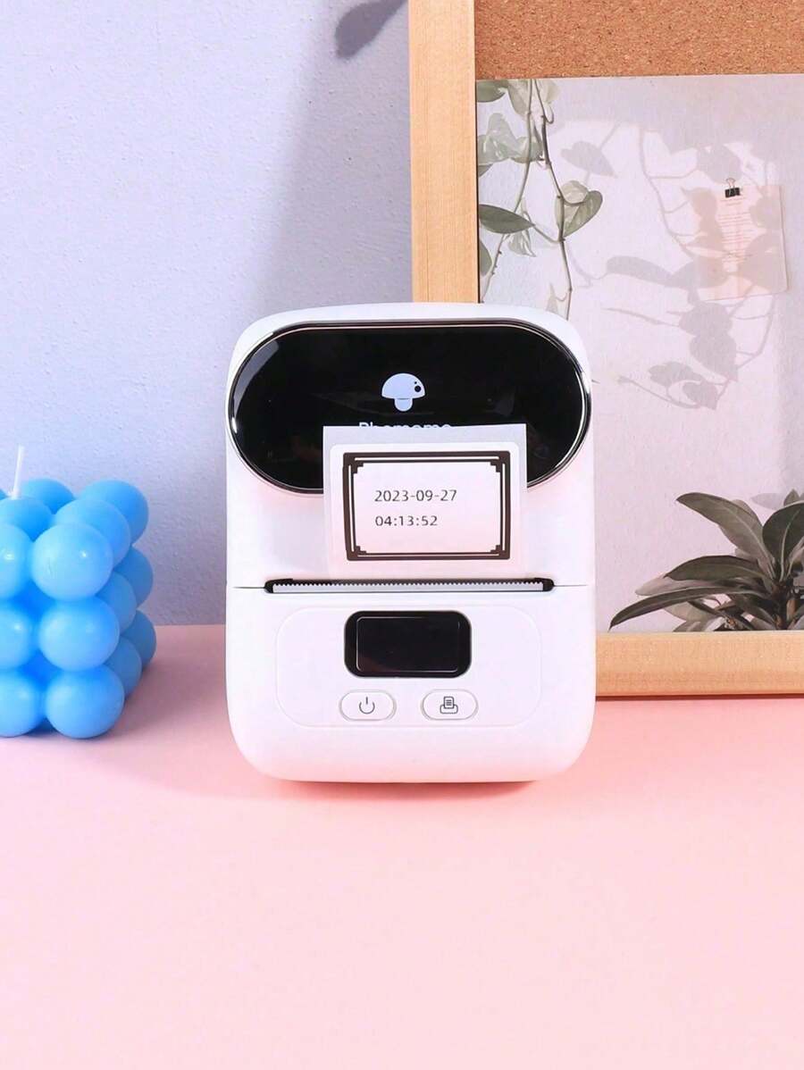 1pc White Phomemo M110 Printer With 1 Roll Of 40x30mm Thermal Label ...