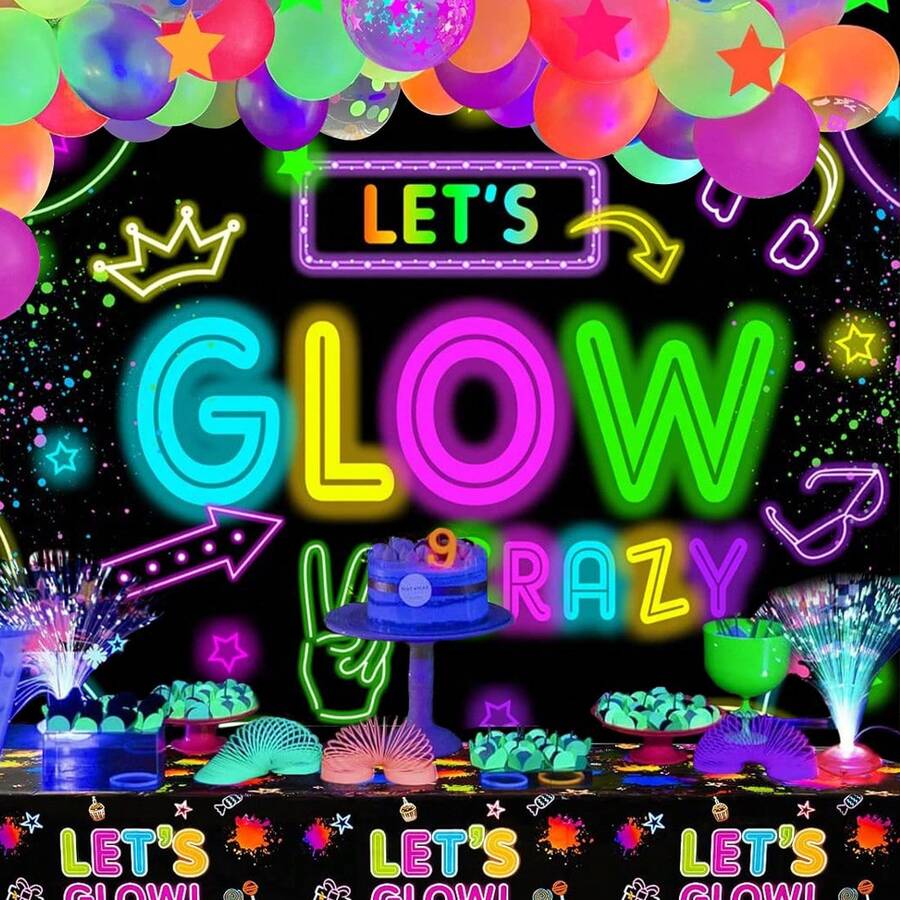 Neon Party Backdrop Fabric Party Themed Backdrop Neon Birthday Party ...