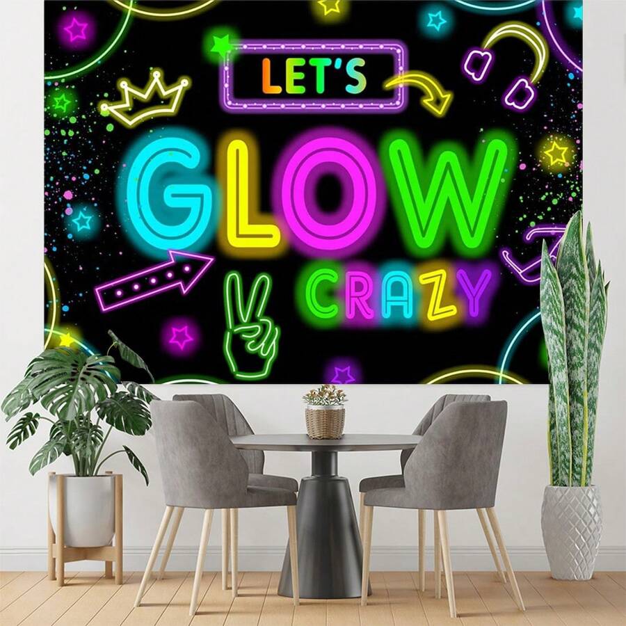 Neon Party Backdrop Fabric Party Themed Backdrop Neon Birthday Party ...