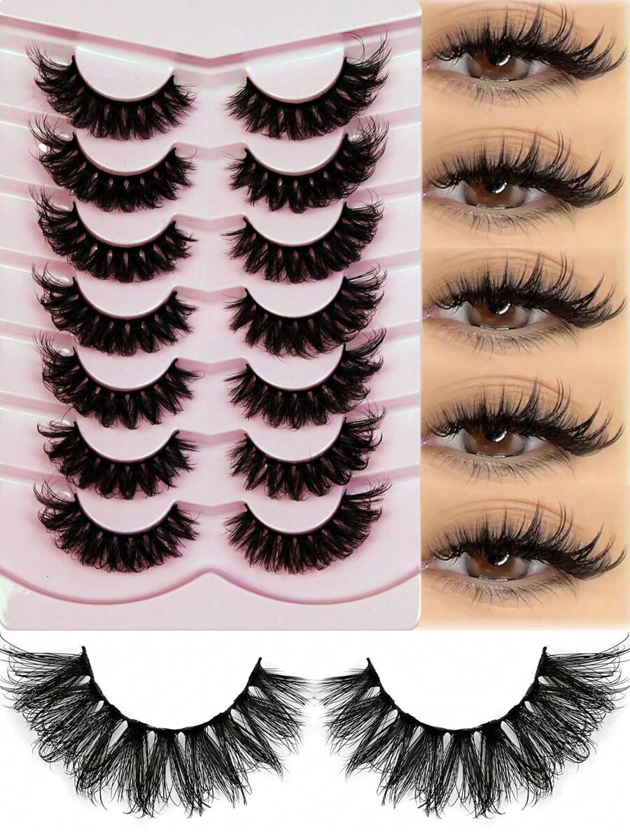 7 Pairs Fluffy Fake Lashes Eyelashes Thick Long False Eyelashes Long ...