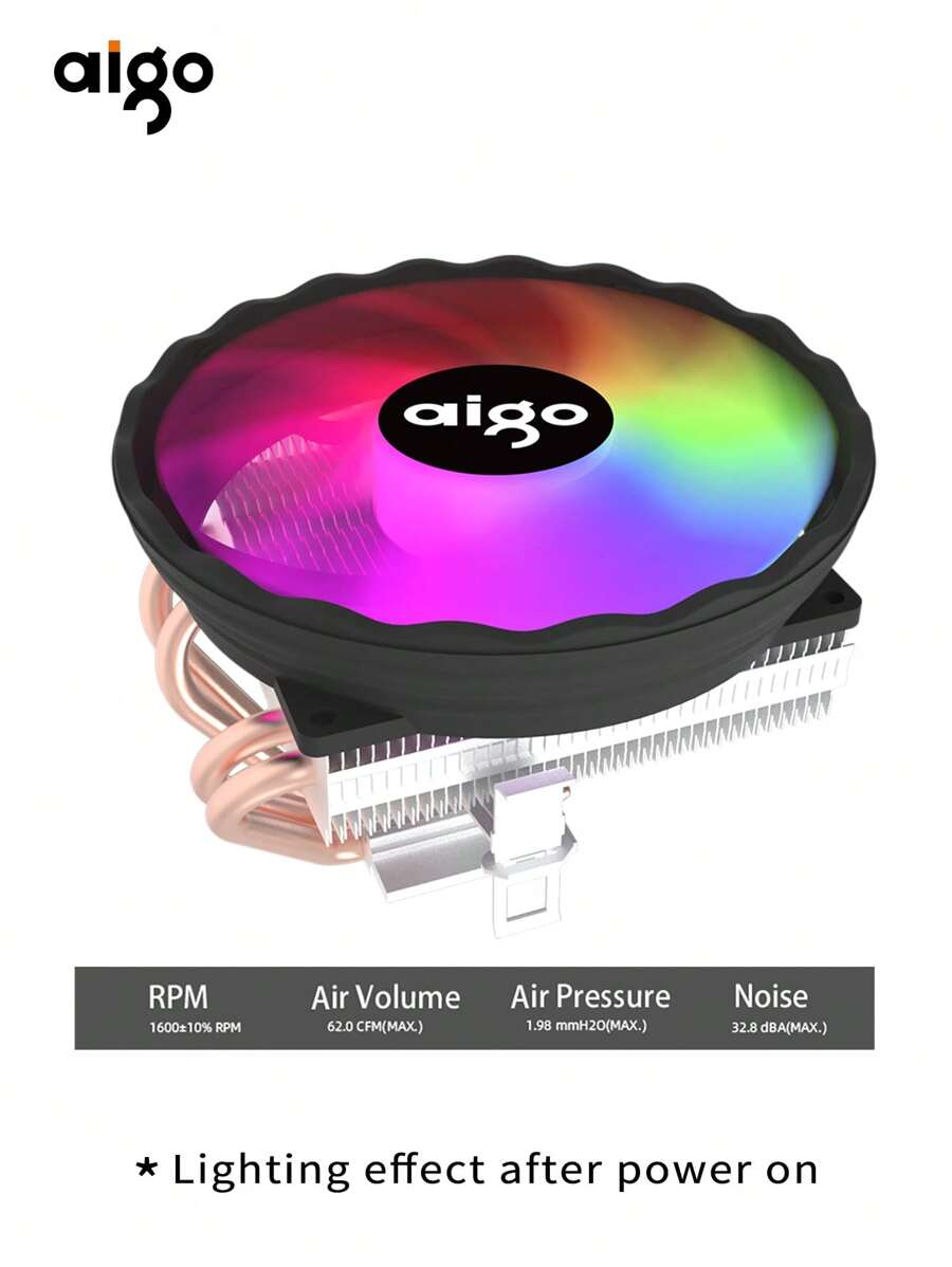 aigo Aigo ICE400X Dissipador de Calor para CPU com 4 Tubos de Calor e Ventilador RGB PWM de 4 ...