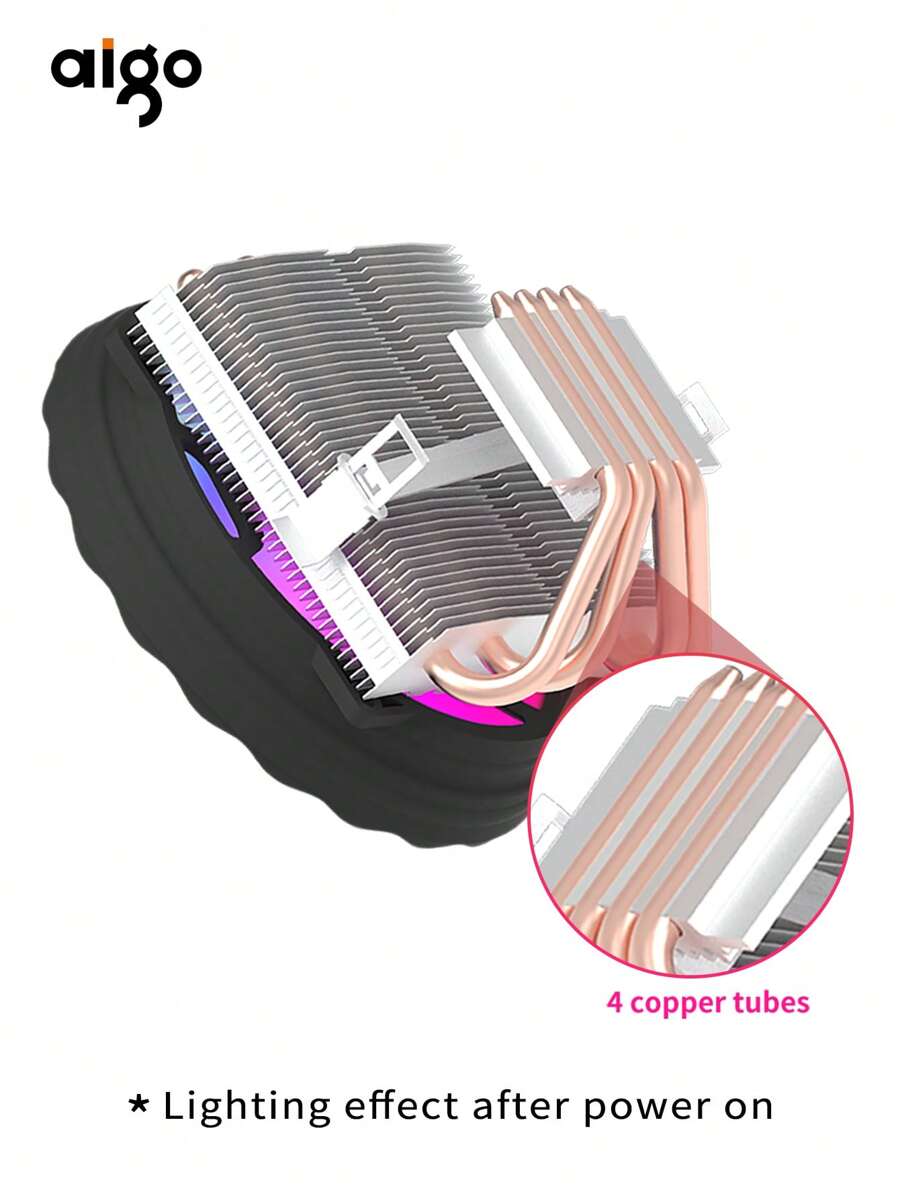 aigo Aigo ICE400X Dissipador de Calor para CPU com 4 Tubos de Calor e Ventilador RGB PWM de 4 ...