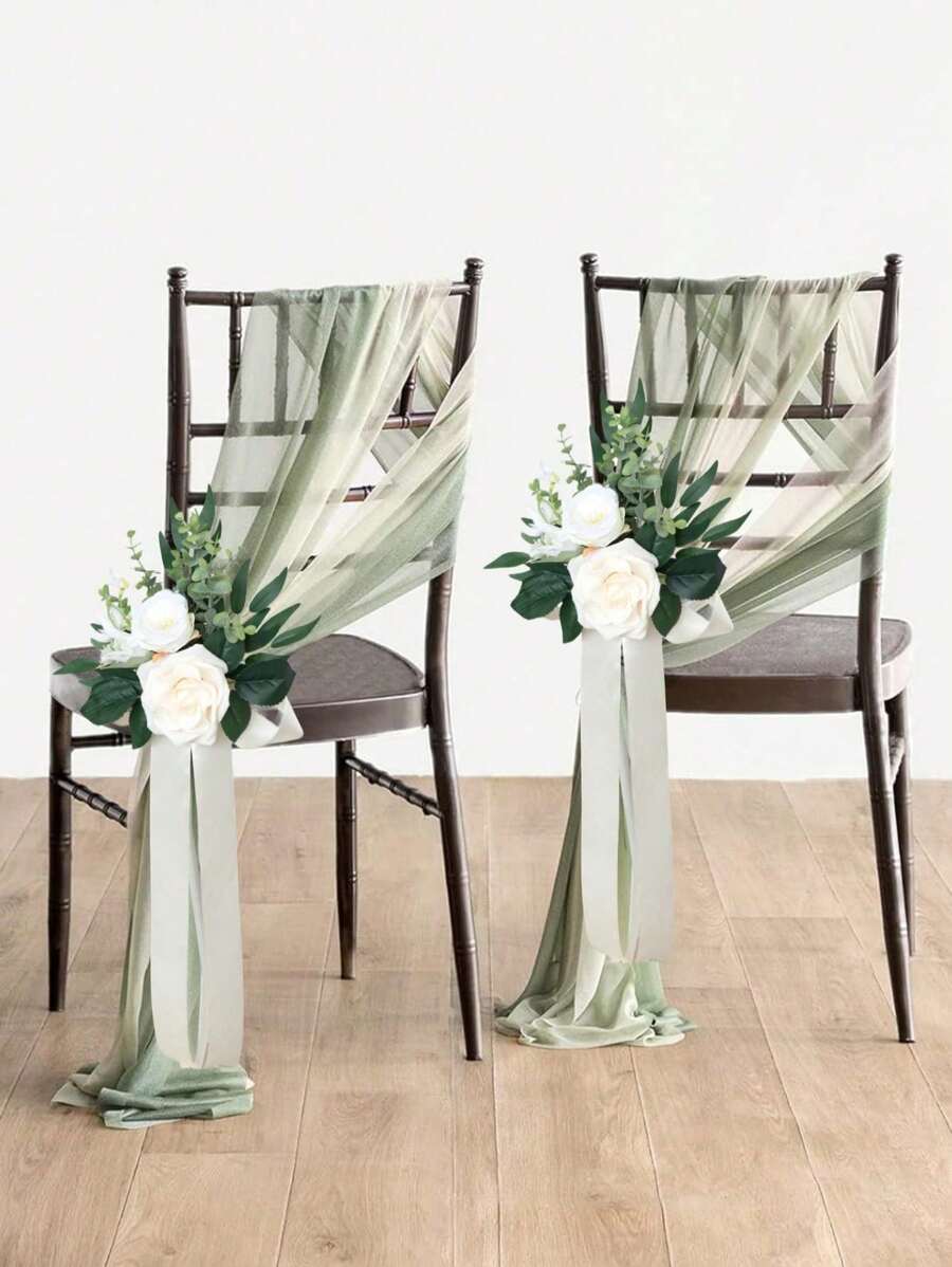 2pcs Wedding Aisle Decorations White Pew Flowers Set Of 2 For Wedding ...