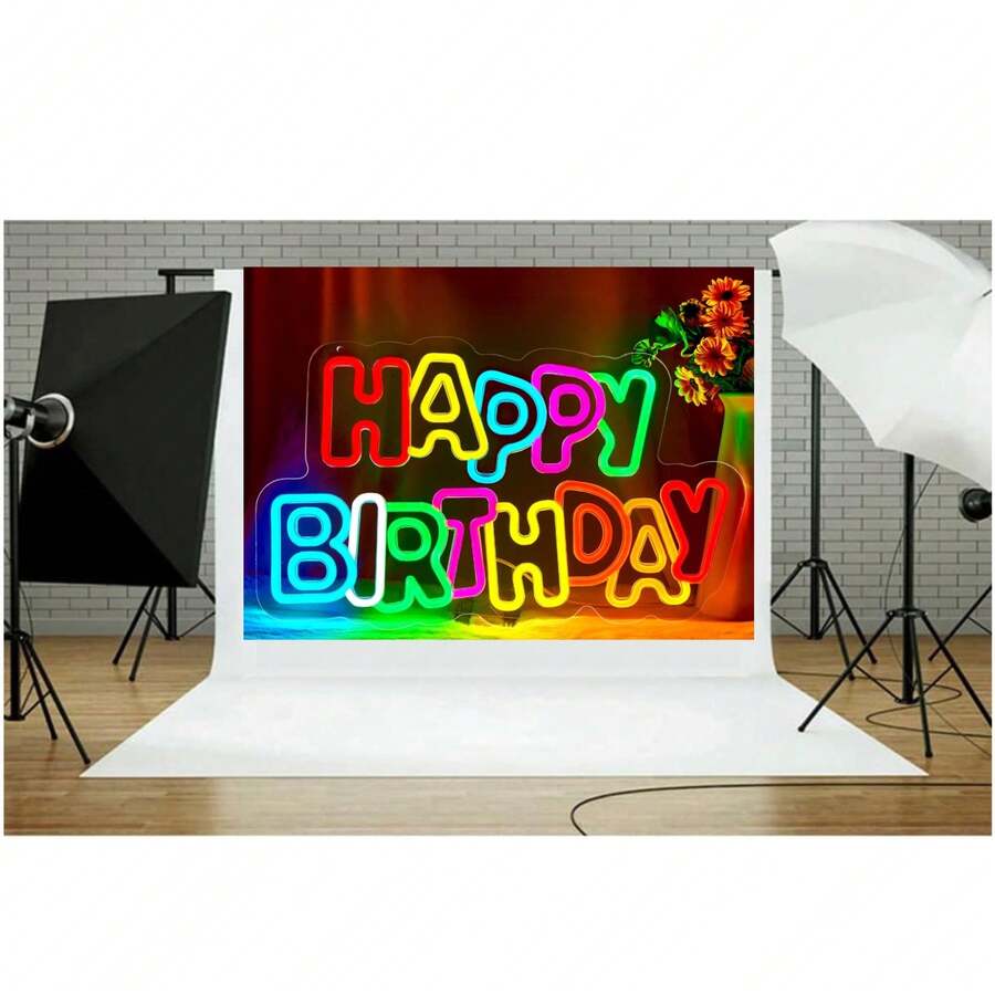 Happy Birthday Neon Sign Happy Birthday Sign For Backdrop Wall Decor ...