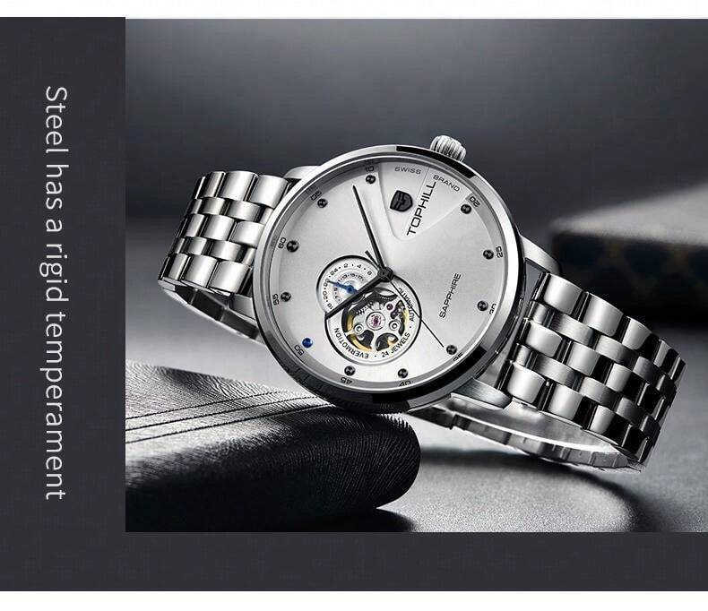 TOPHILL Men's Mechanical Watches Automatic Movement Watch 50m Hollow ...