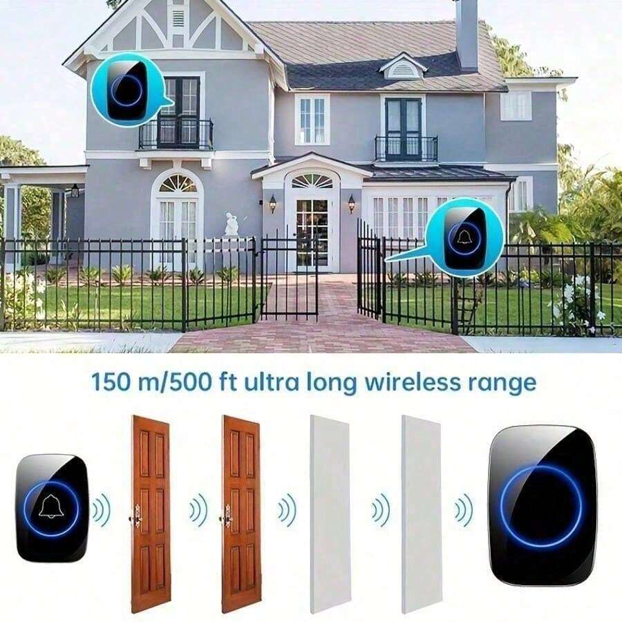 Wireless Doorbell Smart Home Welcome Door Bell 60 Ringtones 300M Long ...