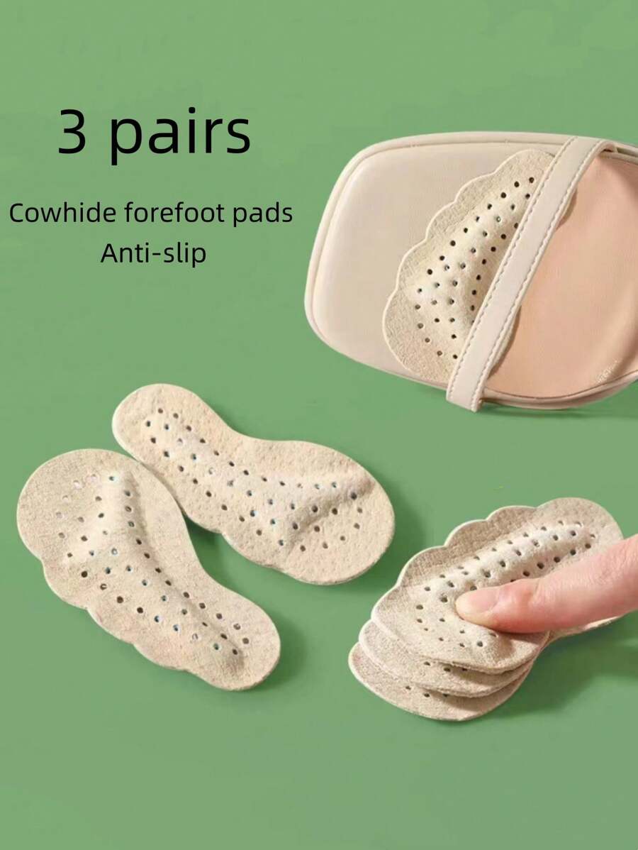 3 Pairs Of Non-Slip Leather Forefoot Pads Soft Simple Ladies Sandals ...