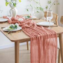 1pc Pink Cheesecloth Tablecloth, Boho Sheer Fabric Tablecloth ...