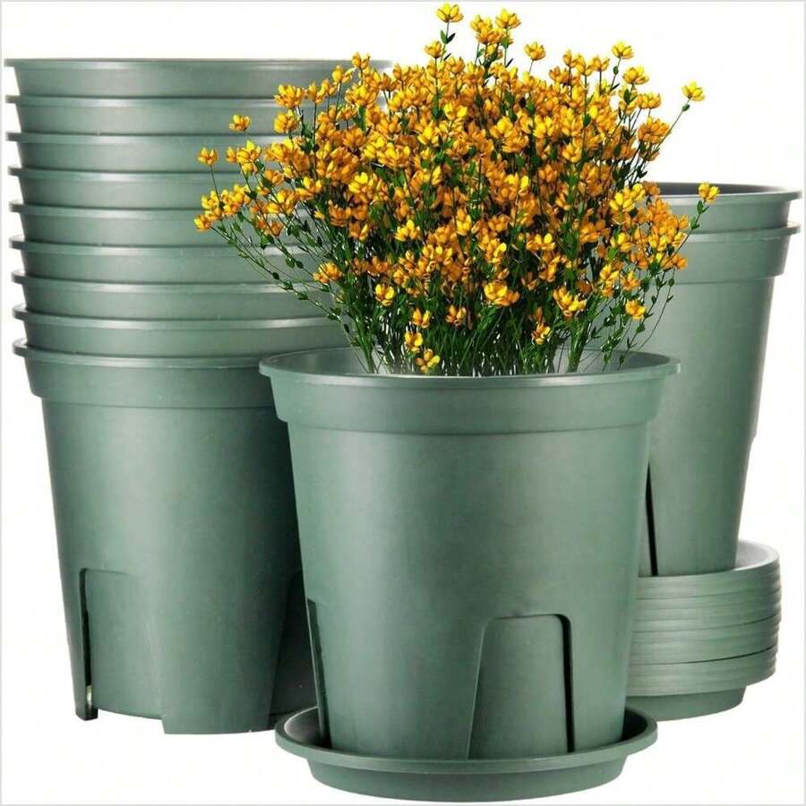 Plant Pots, 12Pack 7 Inch Planters For Indoor Plants, Plastic Planters ...