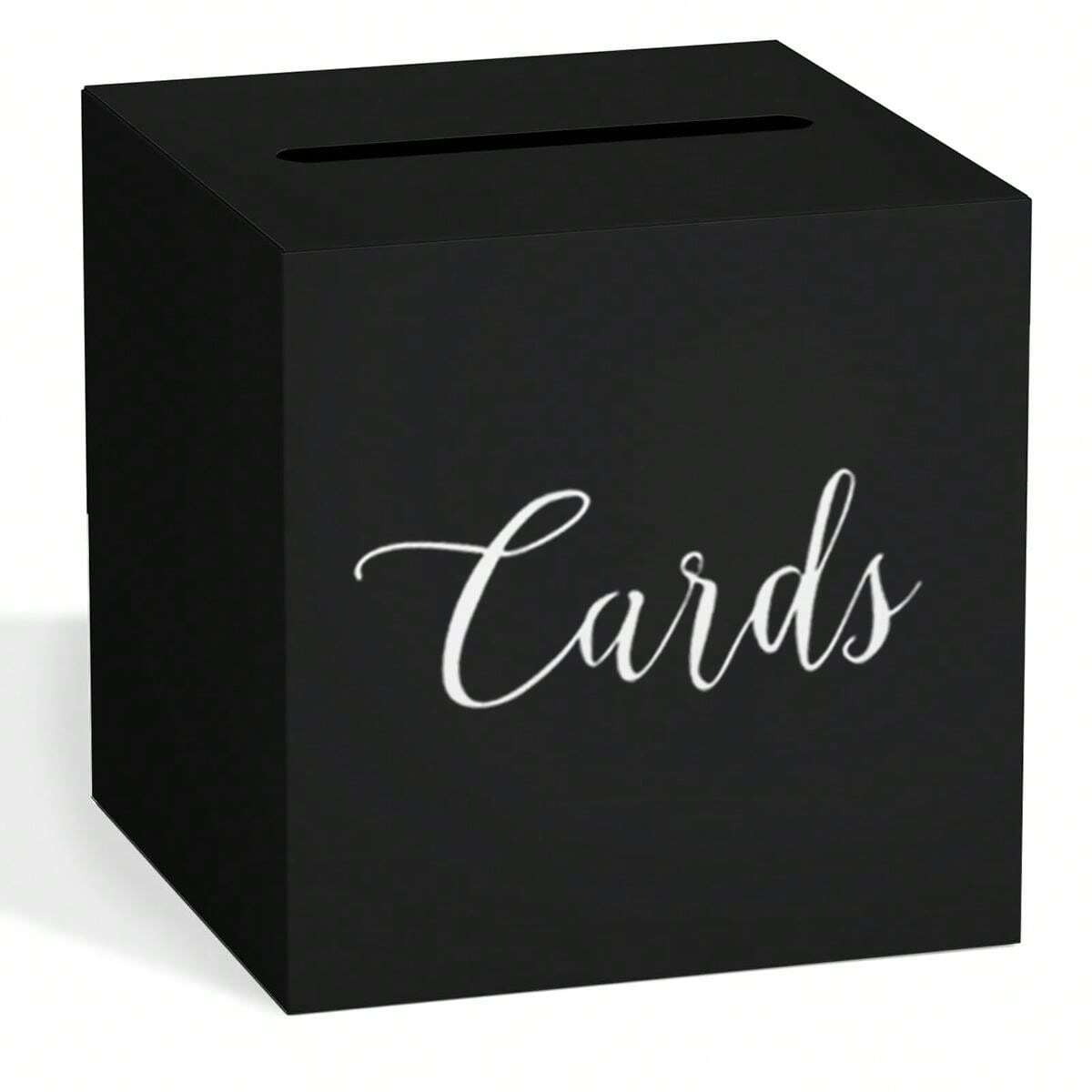 (Silver Foil) Black Card Box With 10 Cards, For Wedding, Gift Mailbox ...
