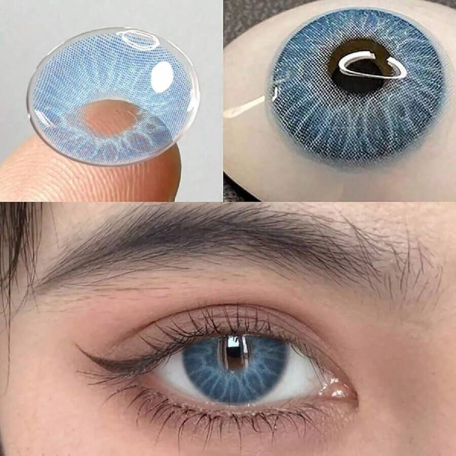 1 Pair Of Naturally Soft Colored Contact Lenses For Yearly Cosmetic Eye ...