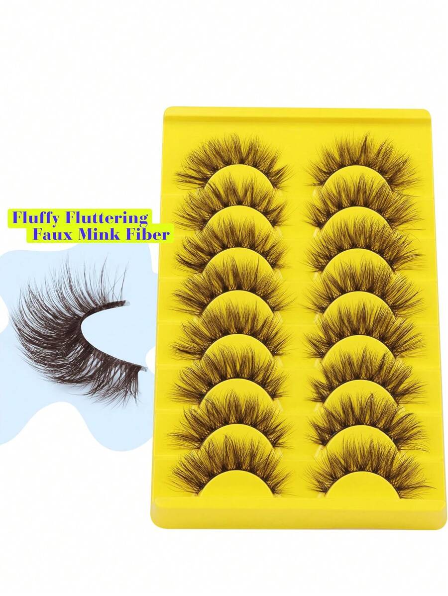 Brown Cat Eye Angel Wing Transparent Band False Eyelashes With Faux ...