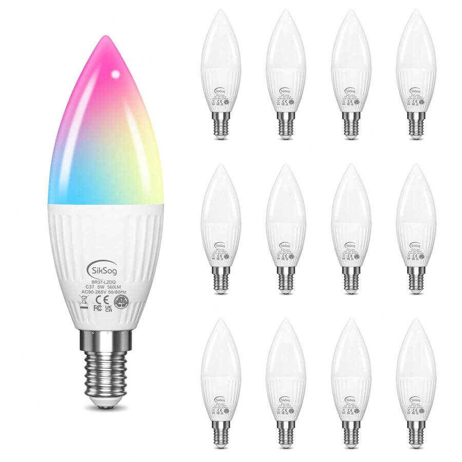 E12 LED Light Bulbs 5W, 40W Equivalent, Small Base B11 Candelabra Light ...