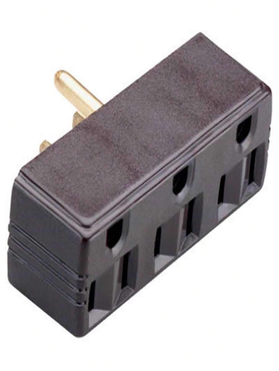 697CC20 2 Pole 3 Wire Grounding Plug In Triple Outlet Adapter, Brown ...