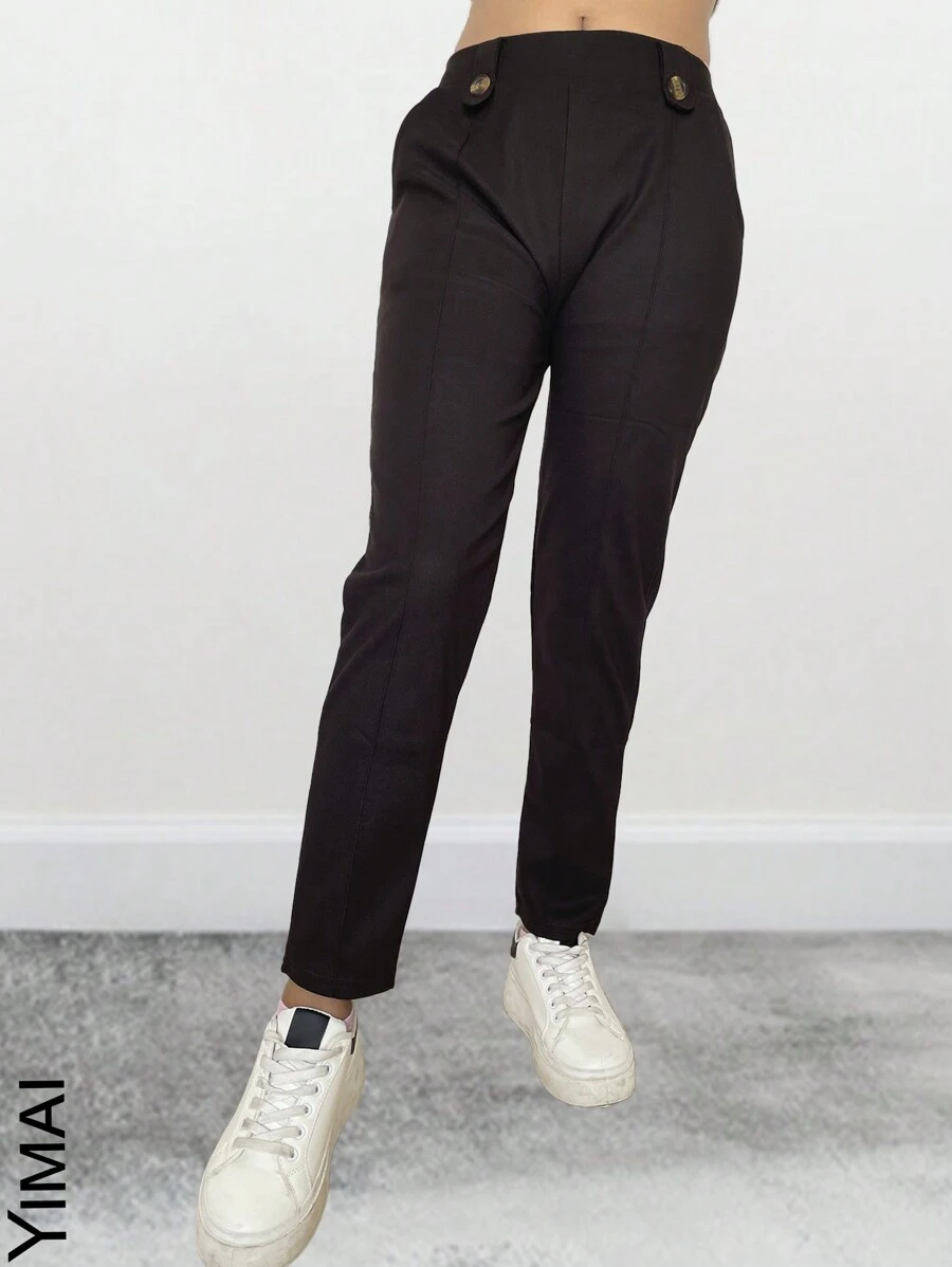 Casual Style Pants For Women, Straight Cut, Coffee Color | SHEIN USA
