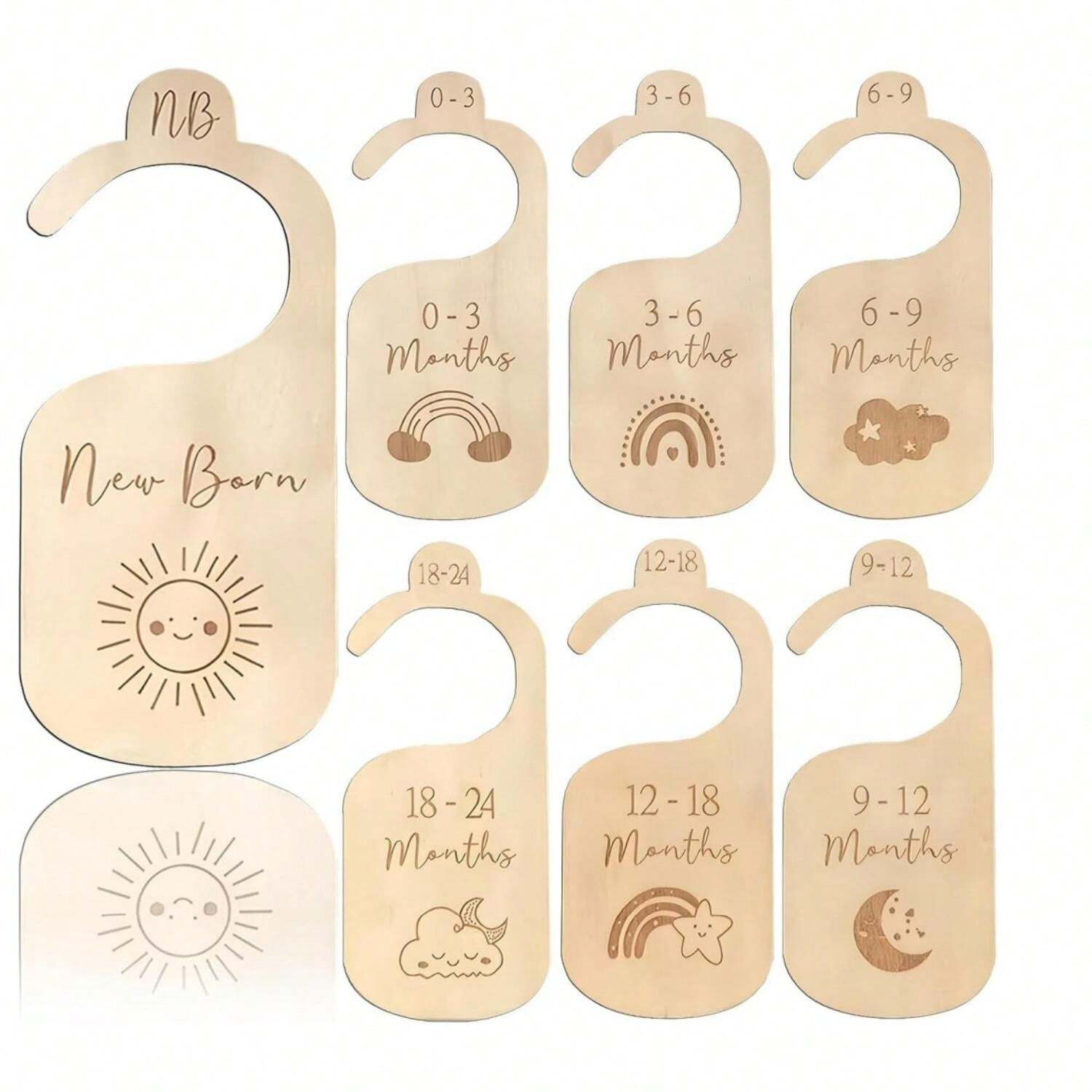 7 Pcs Wood Nursery Wardrobe Dividers By Size, Age Hanger Divider ...