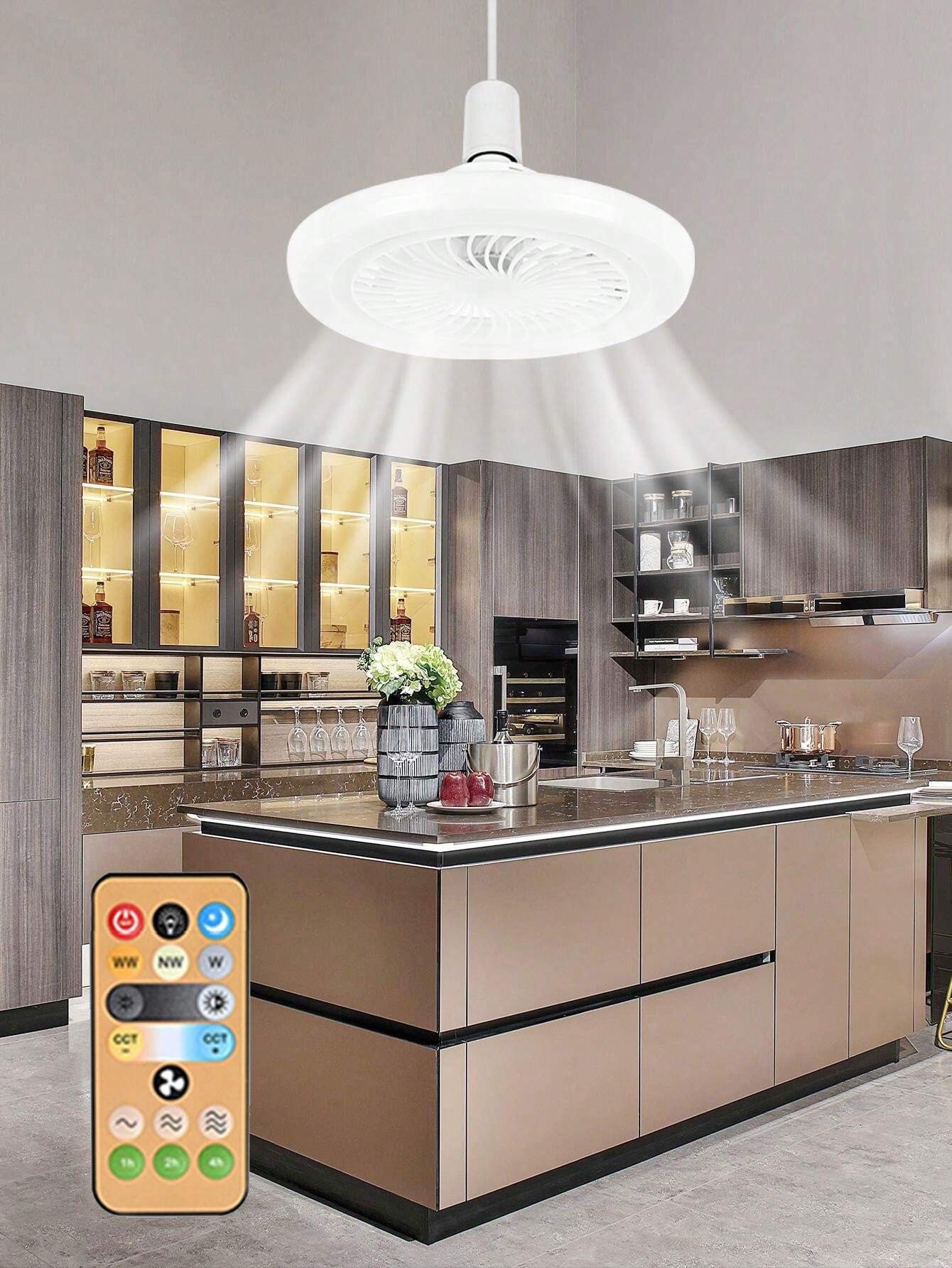 1pc 30W LED Smart Ceiling Fan Light, Including Remote Control, 3 Gears ...