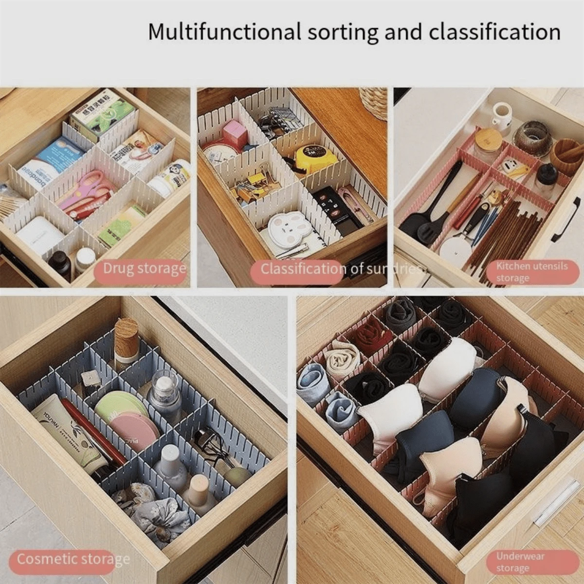 Drawer Organizer Divider Plastic Partition Separation Grid Partition ...