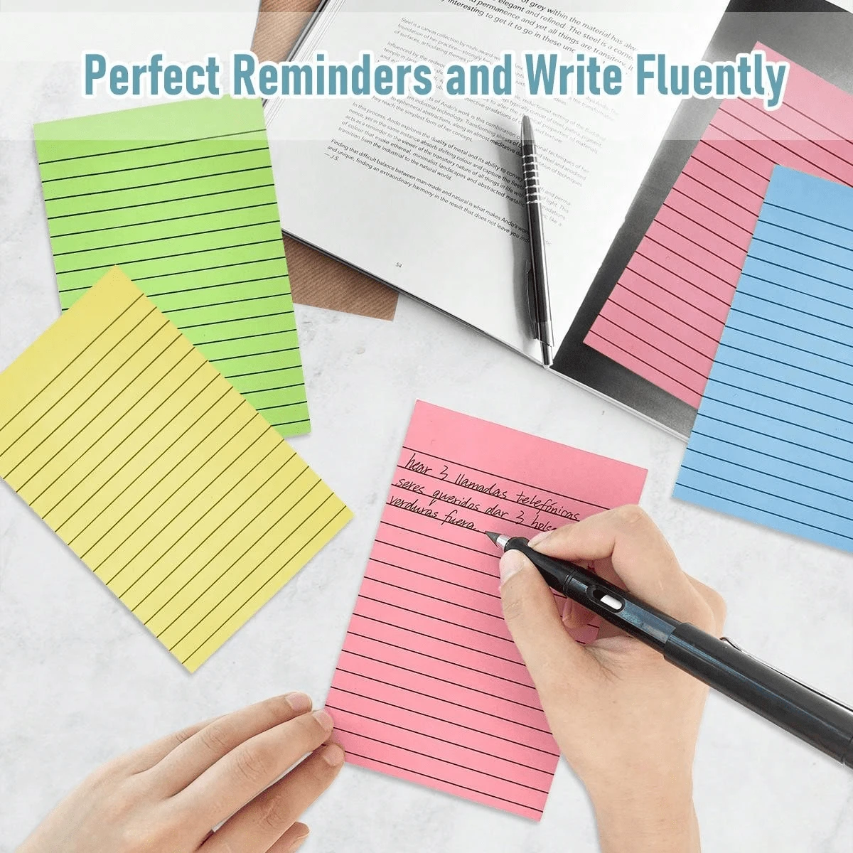 100 Sheets Straight Line Sticky Notes, 4 Colors Portable Student Note ...