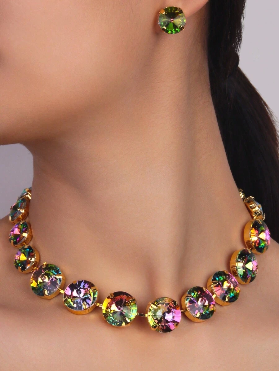 STONEFANS 1set European And American Style Simple Golden Round Jewelry ...