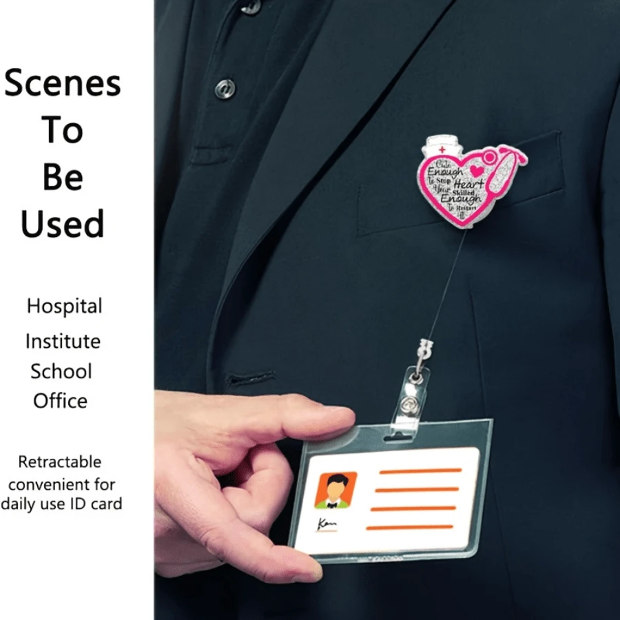 Proficiently Restart Silver Shimmer Cute Badge Reel With Alligator Clip ...