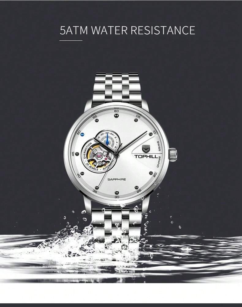 TOPHILL Men's Mechanical Watches Automatic Movement Watch 50m Hollow ...