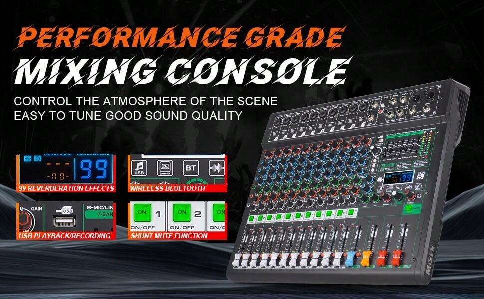 NXG NXG XF8/12/16 Professional Mixing Console Audio Interface Control Desktop System With 8/12 ...