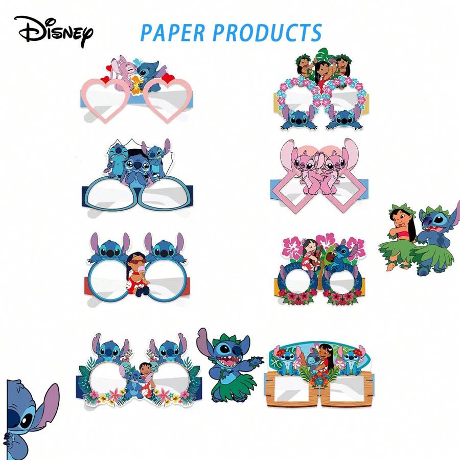 New 8pcs Lilo And Stitch Paper Party Glasses Stitch Angel Birthday ...