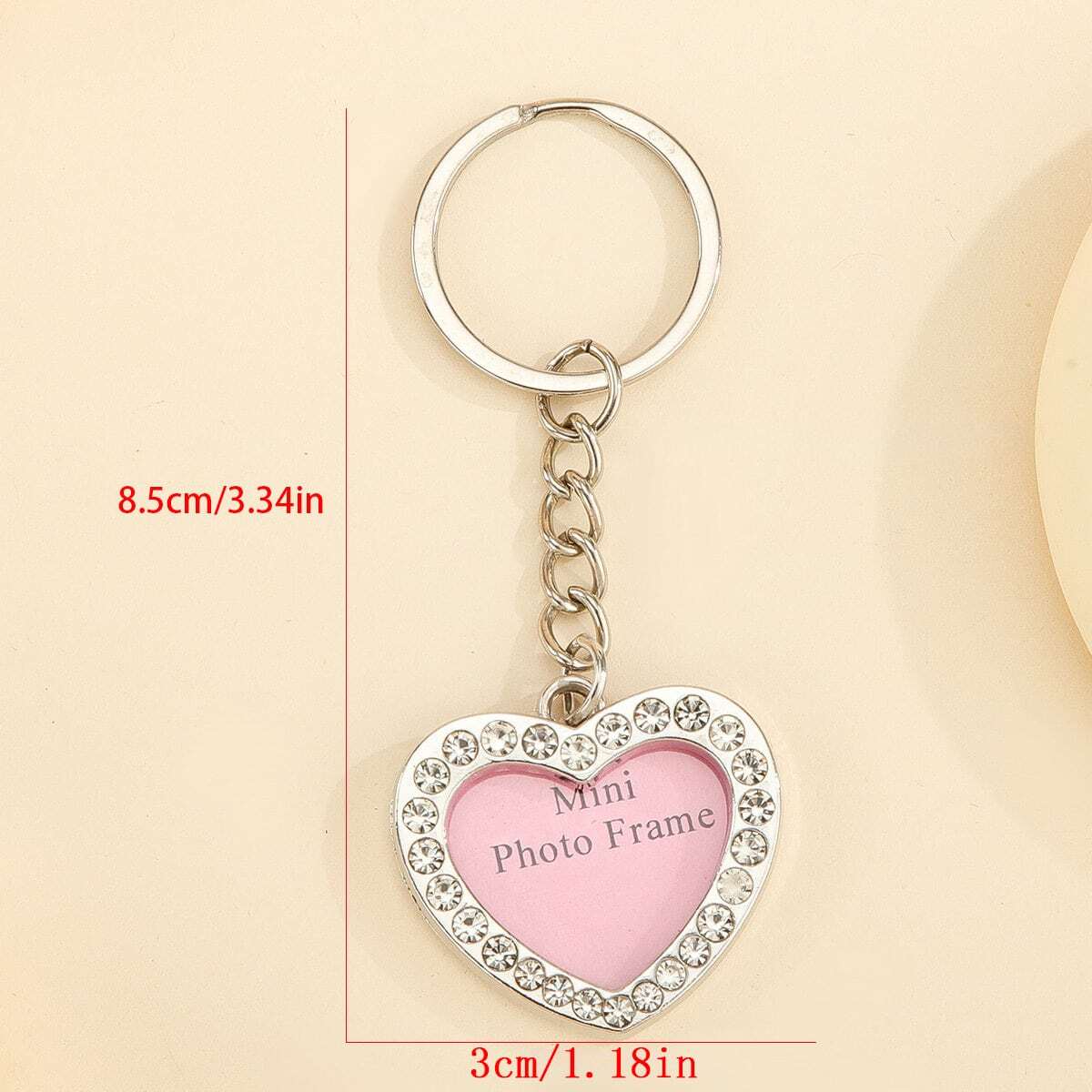 1pc Zinc Alloy Keychain With Diamond-decorated Heart Shaped Pendant ...