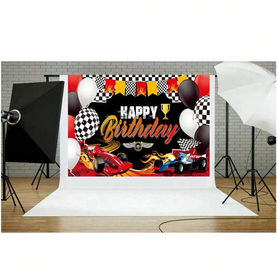 Car Racing Happy Birthday Backdrop Car Themed Birthday Party ...