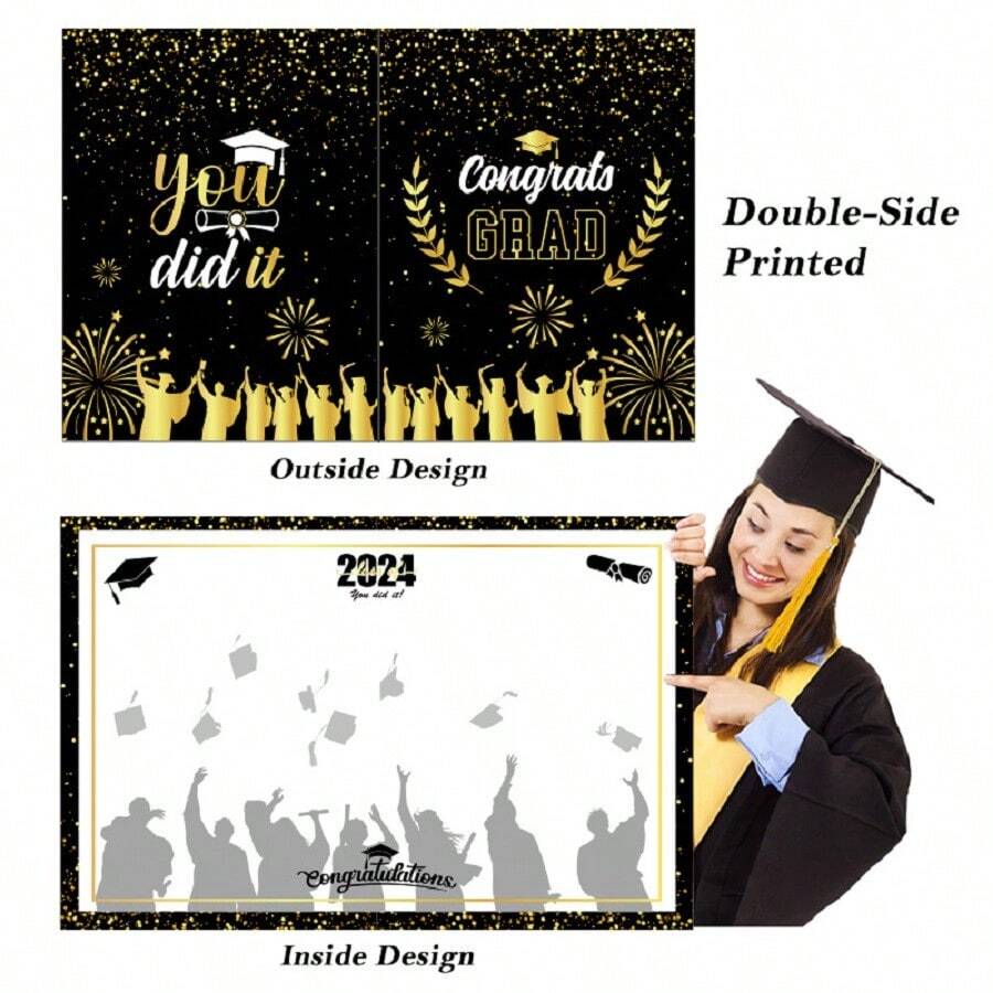 2024 Graduation Decorations Signature Poster - Black Class Of 2024 ...