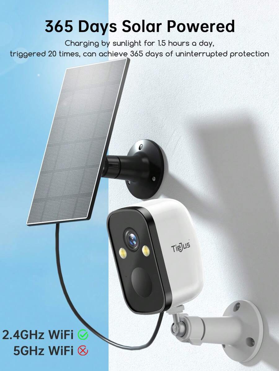 Tiejus Security Cameras Wireless Outdoor, 4-Pack Solar-Powered Security ...