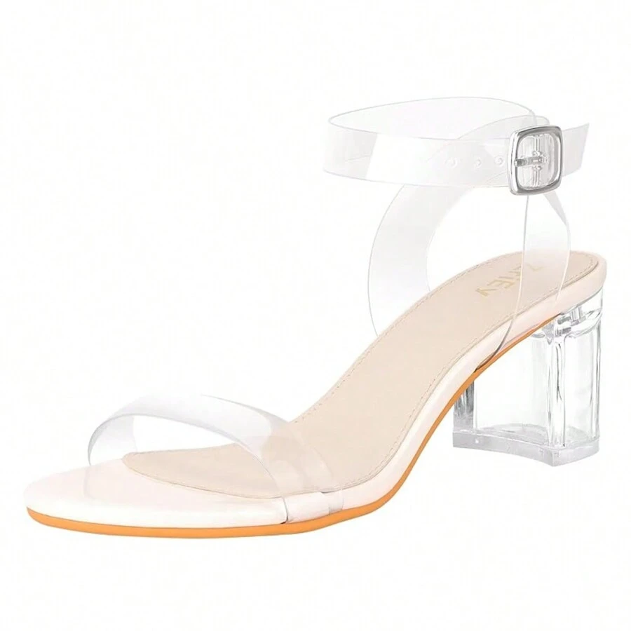 ZriEy Women's 2 Inch Fashion Sandals, Open Toe Clear Transparent Jelly ...