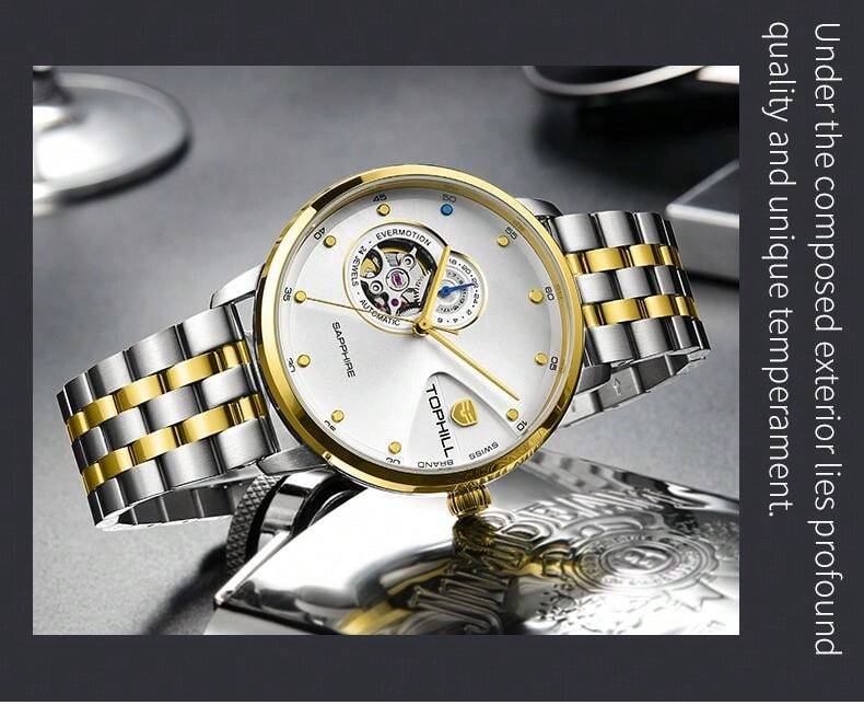 TOPHILL Men's Mechanical Watches Automatic Movement Watch 50m Hollow ...
