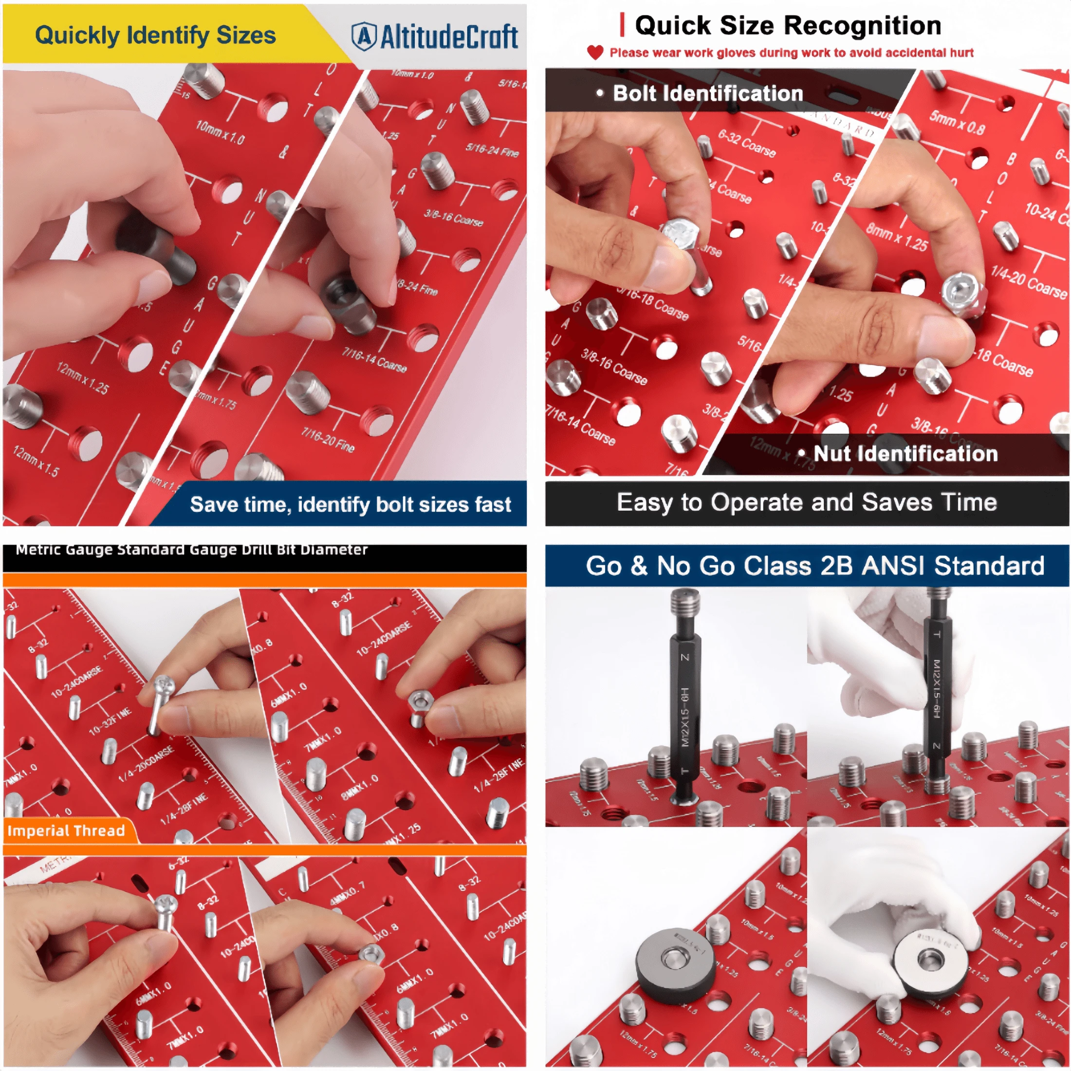 1 Set Of 28 Hole Bolt & Nut Thread Gauge Checker With Standard English ...