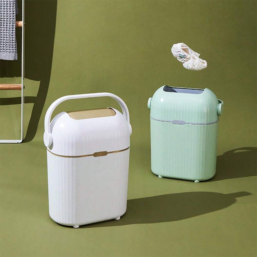 1pc Creative Covered Diaper Trash Can With Swing Lid, Sealed And ...