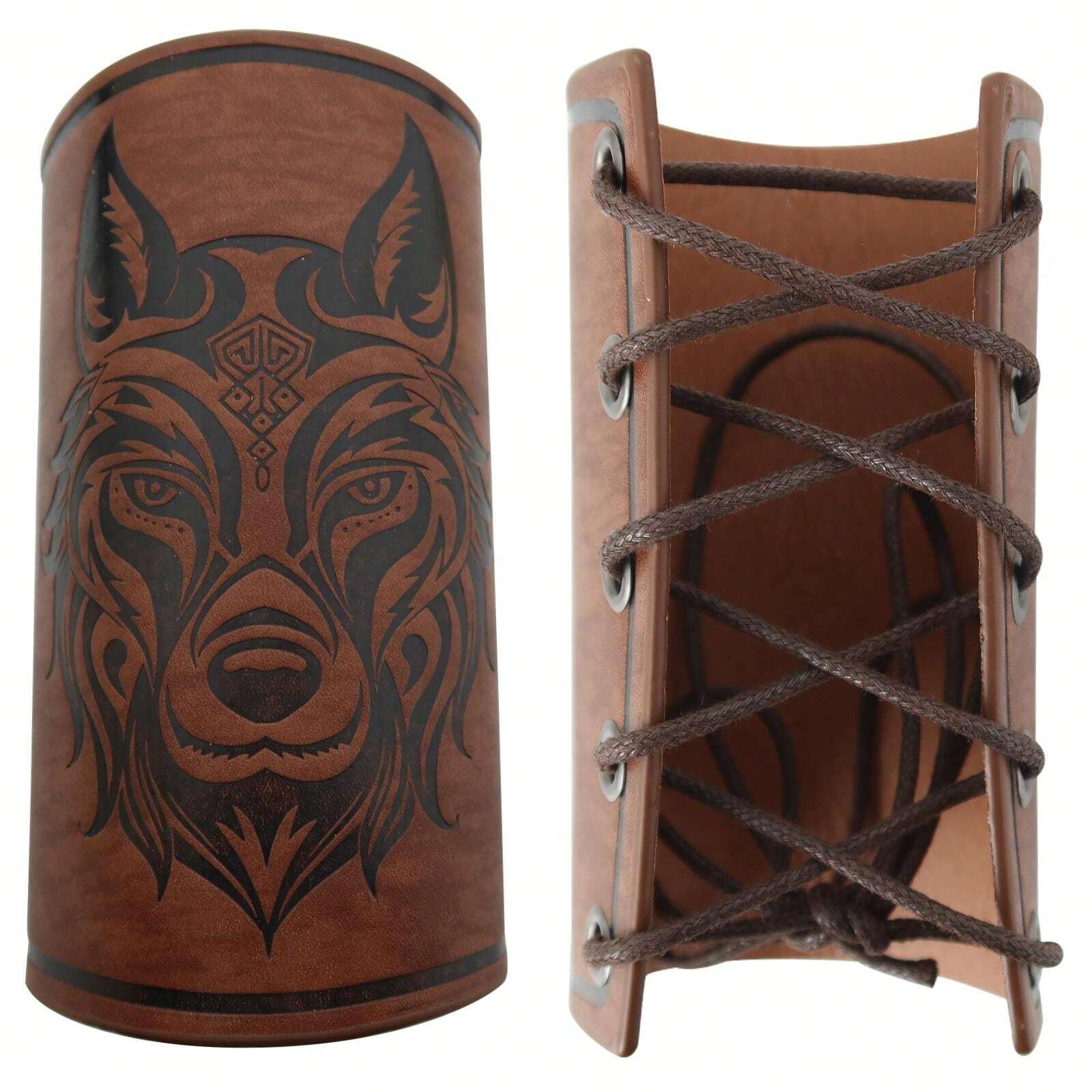 1pc Medieval Viking Era Costume Accessory, Retro Style Embossed Leather ...