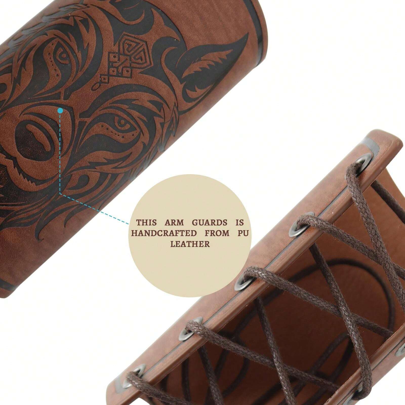 1pc Medieval Viking Era Costume Accessory, Retro Style Embossed Leather ...