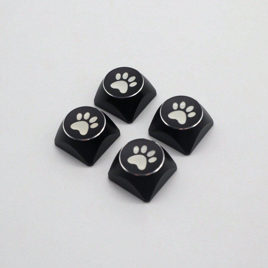 CNC Aluminum Alloy ESC Key, Single Black Keycap With White Cat Claw ...