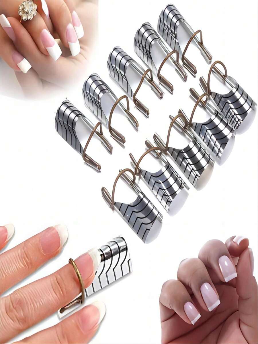 5 Pcs Silver Reusable Nail Extension Forms Guide Protector Nail Tips ...