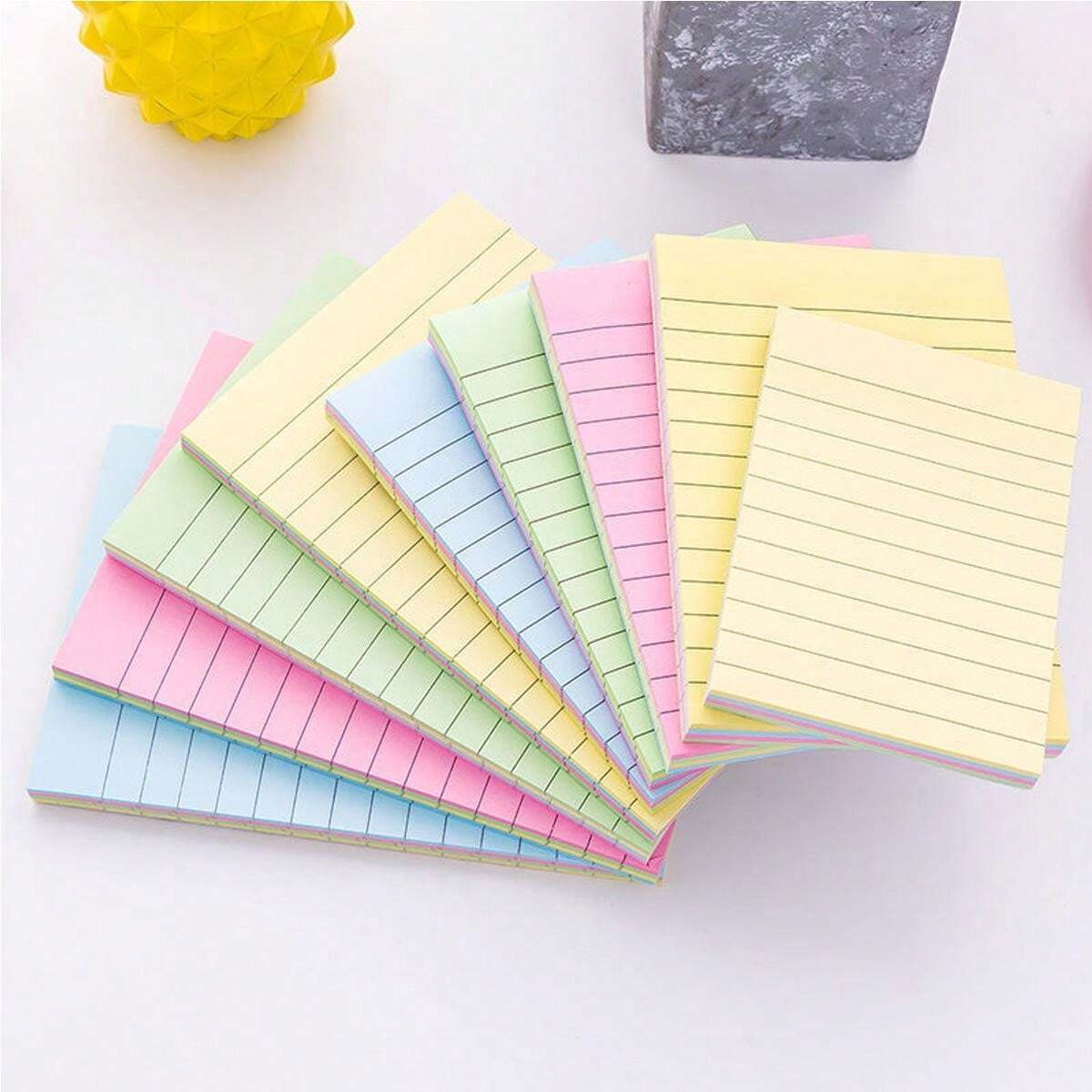 100 Sheets Straight Line Sticky Notes, 4 Colors Portable Student Note ...